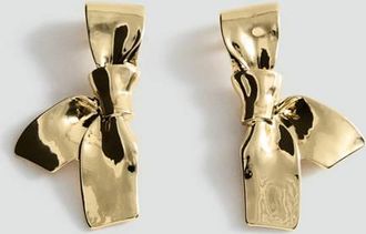 Mango Boucles doreilles m&eacute;tallis&eacute;es en forme de naud or - Femme - Taille unique - MANGO