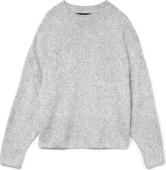 Vero Moda VMBOOM LS Pull à col Rond GA Noos, Gris Clair chiné, XS