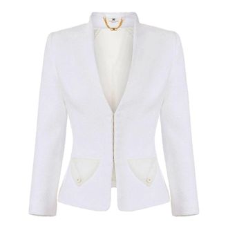 Elisabetta Franchi Damen, Jacken, Wei&szlig;, LGr&ouml;&szlig;e