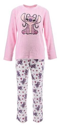Disney Lilo et Stitch, Pyjama Long, Femme (FR/ES, Alpha/Lettres, TG, Taille Normale, Taille Normale, Rose Clair)