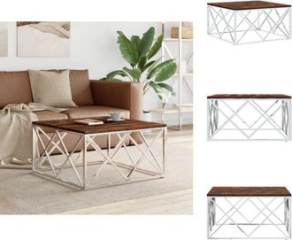 vidaXL Couchtisch Edelstahl und Altholz Massiv - Couchtisch - Esszimmertisch - Wohnzimmertisch - Beistelltisch - Side Table