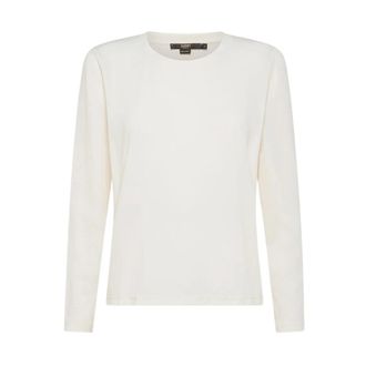 Seventy T-Shirt mit Rundhalsausschnitt und langen &Auml;rmeln aus zwei Materialien - - Tops - Damen - Wei&szlig; - L