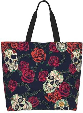 Generic Cr&acirc;ne De Roses Fleur Sac Cabas L&eacute;ger Tote Bag Grand Sac Fourre Tout Pour Voyage Travail Plage