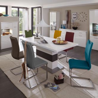 Loftscape home24 Esstisch mit Ausziehfunktion 180 x 78 x 100cm Grau/Wei&szlig;