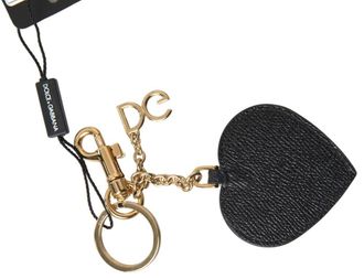 Dolce & Gabbana Heart-Shaped Leather Key Case - Black