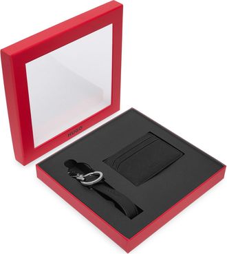 HUGO BOSS Kartenetui und Schl&uuml;sselanh&auml;nger Set HUGO GBHM Key Chain&C.Case 50573603 Schwarz