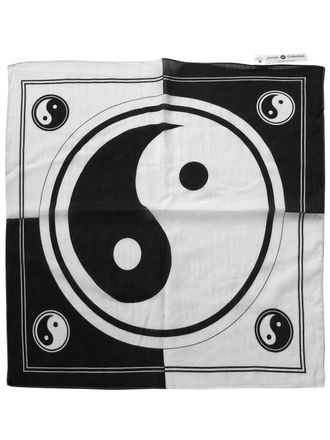 Harrys-Collection Damen Herren Baumwolltuch in vielen Farben 100 x 100 cm, Gr&ouml;&szlig;en:Einheitsgr&ouml;&szlig;e, Farben:Yin & Yang