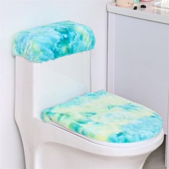 Insun Toiletten Sitzbezug und Tankschutzabdeckung Plüsch Elastisches Waschbar für Meisten Toiletten Grün