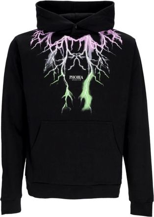 Phobia Archive Homme, Sweatshirts et sweats &agrave; capuche, Noir, Taille: XS Sweat &agrave; capuche imprim&eacute; &eacute;clair bicolore