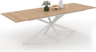 IDMarket Table &agrave; Manger Extensible Rectangle Alix 8-12 Personnes Pied araign&eacute;e Bois et Blanc 200-240 cm