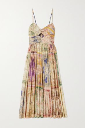 Zimmermann Robe Midi En Soie Biologique &Agrave; Imprim&eacute; Cachemire Et &Agrave; D&eacute;coupe August - Net Sustain - Multicolore