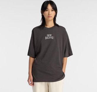 New Balance Damen Trackside Oversized T-Shirt in Schwarz, Baumwolljersey, Gr&ouml;&szlig;e 2XL