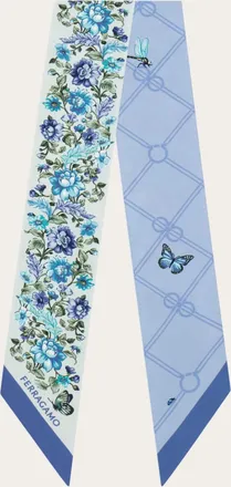 Ferragamo Damen Mini-Bandeau-Tuch in Verarbeitung mit Ramage-Print Blau