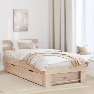 vidaXL Cadre de lit avec tiroir Marron 90 x 200 cm Bois massif en pin Vidaxl