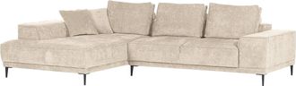 Studio Copenhagen home24 Ecksofa Sonega Beige Flachgewebe Flaka 302 x 63 x 203cm Ottomane davorstehend links Modern