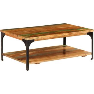 vidaXL Table basse avec plancher et étagère sous la structure du bois et de lacier
