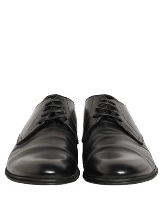 Dolce & Gabbana Black Leather Men Derby Dress Formal Shoes Calf