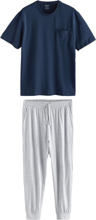 Next Herren Mit B&uuml;ndchen Schlafanzug aus Jersey Navy Blue/Grey Marl L