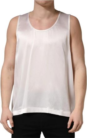 Dolce & Gabbana Homme, Tops, Blanc, Taille: L T-shirt sans manches &agrave; col rond