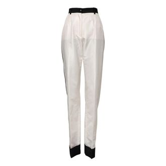 Dolce & Gabbana High Waist Straight Dress Stoffhose - - Trousers - Damen - Wei&szlig; - S