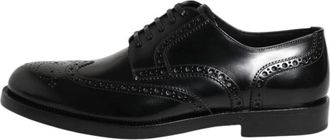 Dolce & Gabbana Schwarze Leder Wingtip Formelle Schuhe - - Shoes - Herren - Schwarzk - 41 EU