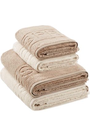Esprit Frottierset, Sand, Beige, Textil, 4-teilig, Uni, 50x100 cm, saugf&auml;hig, Badtextilien, Handtuch-Sets
