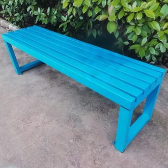 Generic Modern Gartenbank Ohne Lehne Metallbank Garten Wetterfest mit Befestigungslöchern, 2 Personen Terrassenbank Lattensitzbank für Veranda, Rasen, Schulen