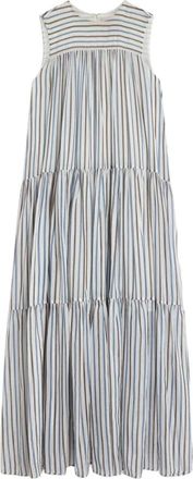 Semicouture Femme, Robes, Multicolore, Taille: 38 FR Robe Longue Ray&eacute;e en Mousseline de Coton