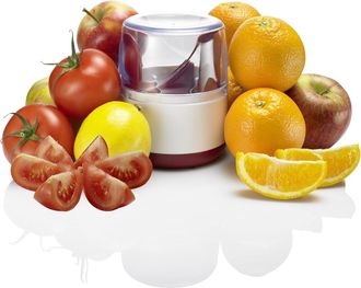 Westmark Fruchtteiler mit Spritzschutz-Deckel, ø 10,9 cm, Kunststoff/Rostfreier Edelstahl, Vitamino, Weiß/Rot, 11542260