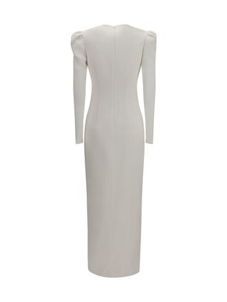Alessandra Rich V-Neck Bow Dress - White