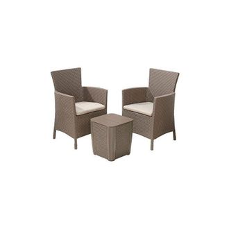 Keter Allibert - Jeu de salle &agrave; manger dext&eacute;rieur 3 pcs Iowa Cappuccino 223929 Keter