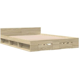 vidaXL Bettgestell mit Schubladen Sonoma-Eiche 140x190cm Holzwerkstoff vidaXL