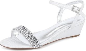 Generic Chaussures De Mariage Chaussures Talon Compense Femme Mariée Talons Bas Open Toe High Heels 4Cm pour Soirée Parties Dress Fête,Ivoire,41 EU