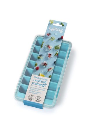L&eacute;ku&eacute; Eisw&uuml;rfelbox, Gummi, SBS, blau, f&uuml;r 14 Eisw&uuml;rfel, rechteckig, 22x11.2x3.5 cm