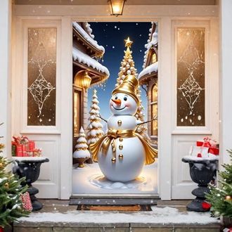 Generic D&eacute;coration de porte dentr&eacute;e pour No&euml;l et Halloween, 89,9 x 200,7 cm (blanc-1)