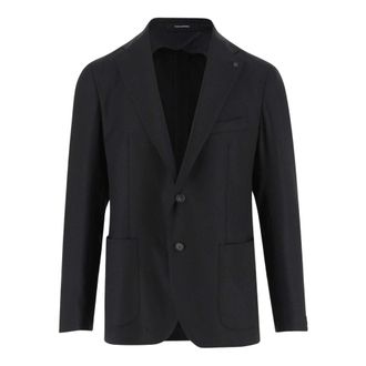 Tagliatore Stretch Wolljacke mit klassischem Revers - - Jackets - Herren - Schwarzk - 2XL