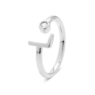 Luxenter 925 Sterlingsilberring mit Rhodiumfinish Brilliant Zirconia - Alphabet