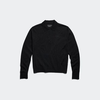 Canada Goose Melrose Langarm-Poloshirt aus Strick (Weiblich, Black, S)
