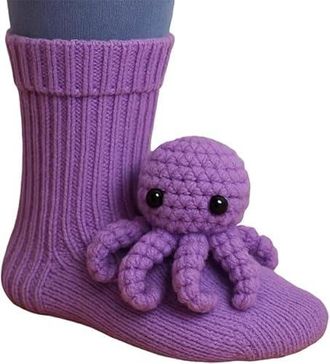 Generic 1 paire de chaussettes en tricot pour femme Motif paresseux des Highlands vache frappante, Poulpe, Taille unique