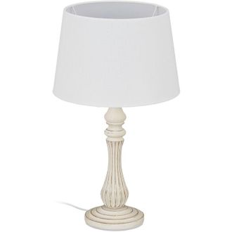 Relaxdays Lampe de table, style campagnard, E14 douille tissu et bois, salon et chambre &agrave; coucher, de chevet, HxD 47x27 - Relaxdays