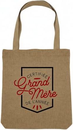Fabulous Sac Shopping Tote Bag Aspect Lin - Certifi&eacute;e Grand M&egrave;re de lAnn&eacute;e Famille Mamie - Sac de Courses Toile Epaisse 360g Beige Naturel Cabas Port&eacute; Epaule S