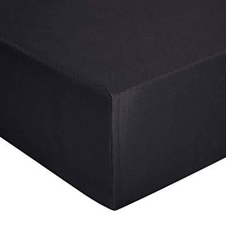 Amazon Basics Spannbetttuch, Jersey, Schwarz - 180 x 200 cm