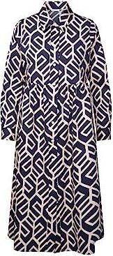 Seidensticker Robe Chemisier à Manches Longues Coupe Droite, Bleu, 36 Femme