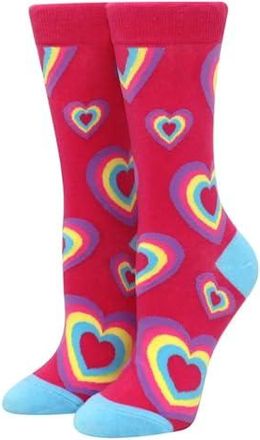 Generico Chaussettes en coton ray&eacute; arc-en-ciel, chaussettes mi-printemps pour femme 2 paires, Color5, EU 35-42