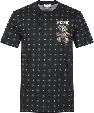 Moschino Homme, Tops, Noir, Taille: M Teddy Printed T-Shirt