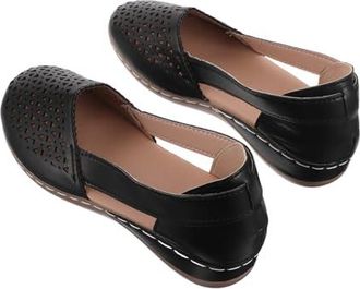 Yardwe Sandales Compens&eacute;es Femme Respirantes Talons Ferm&eacute;s &Eacute;l&eacute;gantes pour Marche Ext&eacute;rieure &eacute;t&eacute; Noir Style Minimaliste