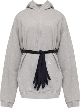 Maison Margiela Femme, Robes, Gris, Taille: 40 FR Sweat &agrave; capuche oversize d&eacute;lav&eacute; avec ceinture et gants int&eacute;gr&eacute;s
