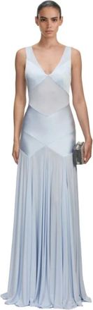 Self Portrait Femme, Robes, Bleu, Taille: 40 FR Satin Jersey Maxi Dress