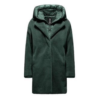 Bomboogie Femme, Manteaux, Vert, Taille: 40 FR Manteau Eco-Fourrure avec Capuche Amovible