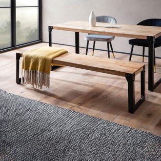 M&S Collection Banc 140x40x45 cm en acacia et m&eacute;tal noir - UNIAR